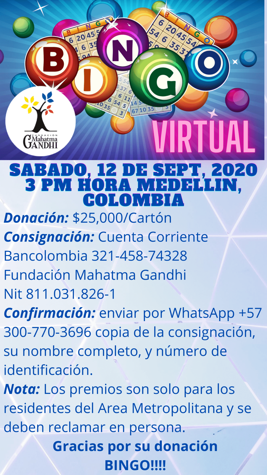 Bingo Pro-Fundación Mahatma Gandhi - Fundación Gandhi